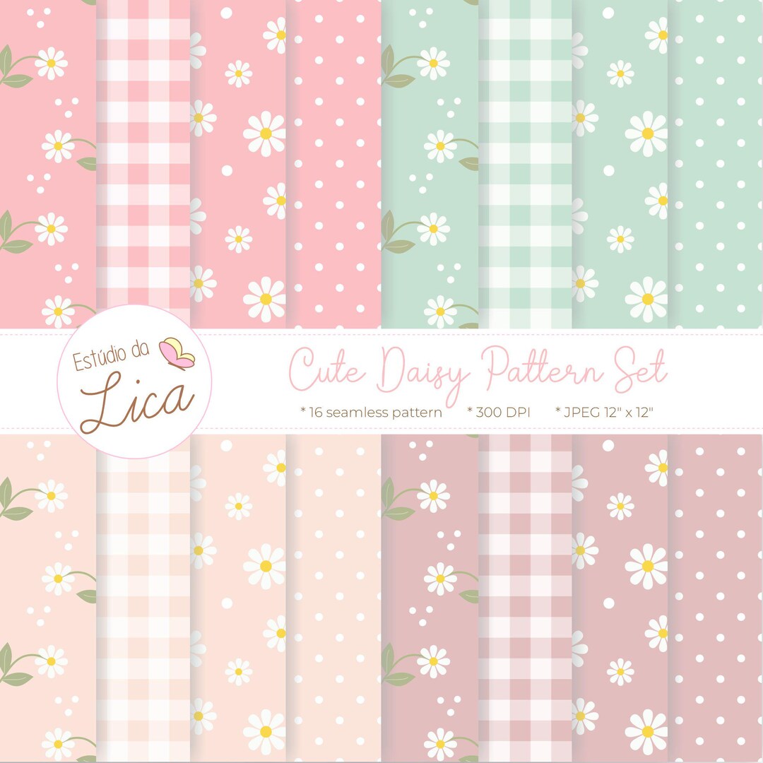 Daisy Digital Paper, Daisy Background Bundle, Spring Flower, Scrapbook ...