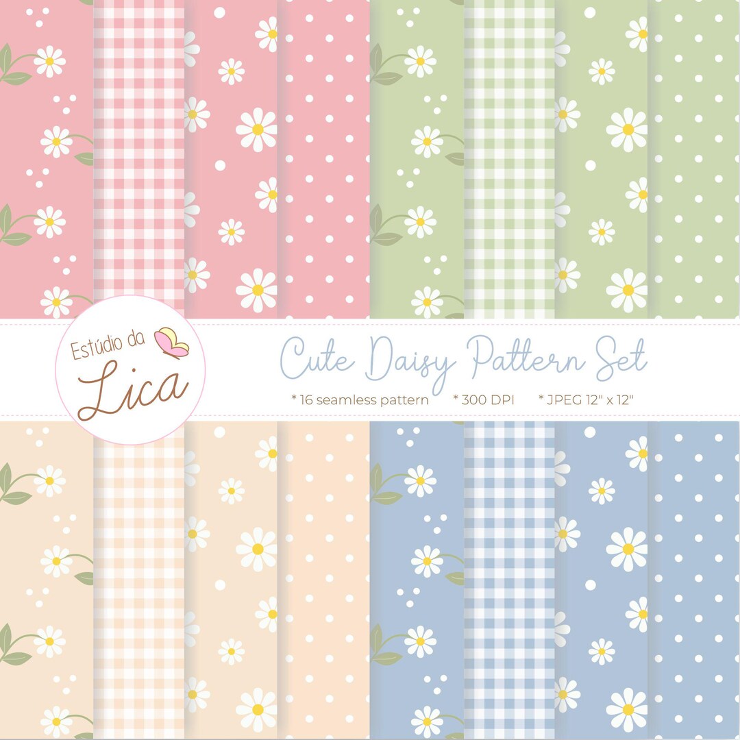 Daisy Digital Paper, Daisy Background Bundle, Spring Flower, Scrapbook ...