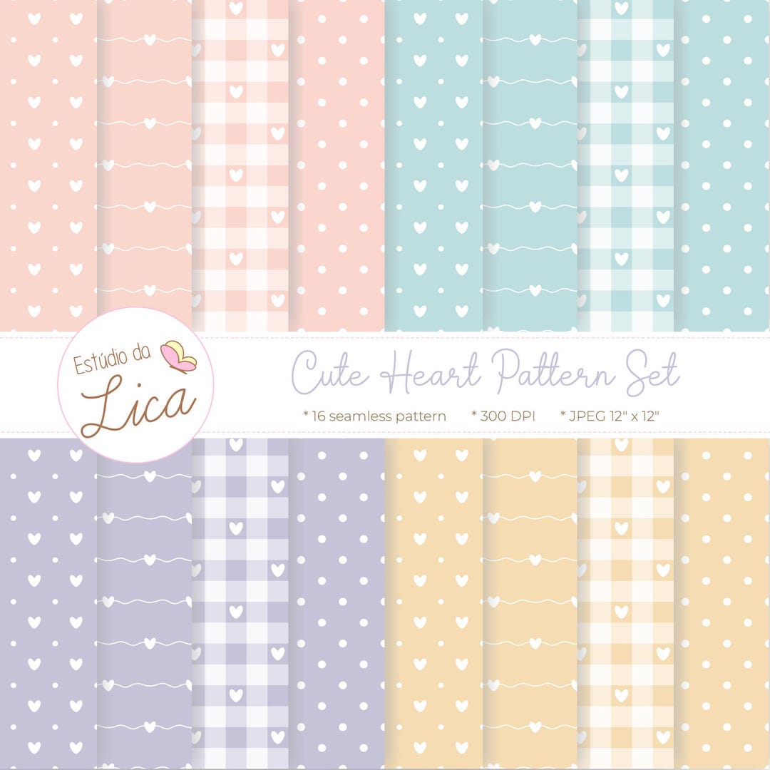 Cute Baby Pastel Digital Papers. Cute Baby Seamless Pattern Set in ...