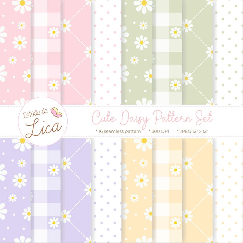 Daisy Digital Paper, Daisy Background Bundle, Spring Flower, Scrapbook ...