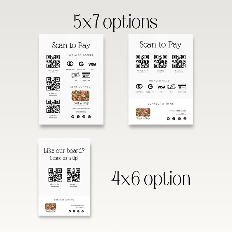 Mobile Charcuterie Scan to Pay Stand Template, Editable QR Code Sign ...