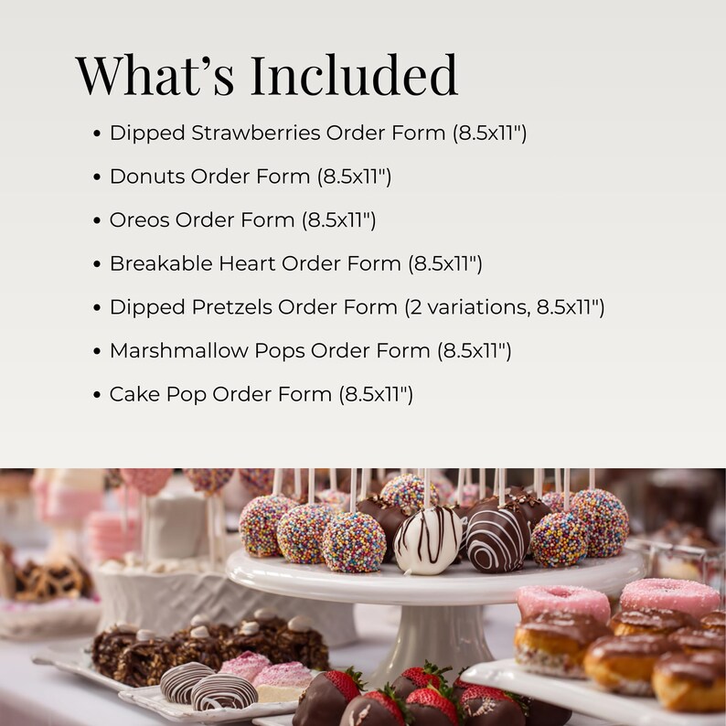 Chocolate Order Form, Editable Template for Custom Bakery Invoices ...