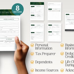 Tax Preparer Client Form, Editable Intake Forms & Tax Preparation ...