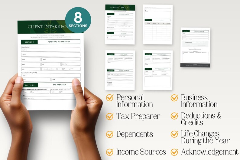 Tax Preparer Client Form, Editable Intake Forms & Tax Preparation ...