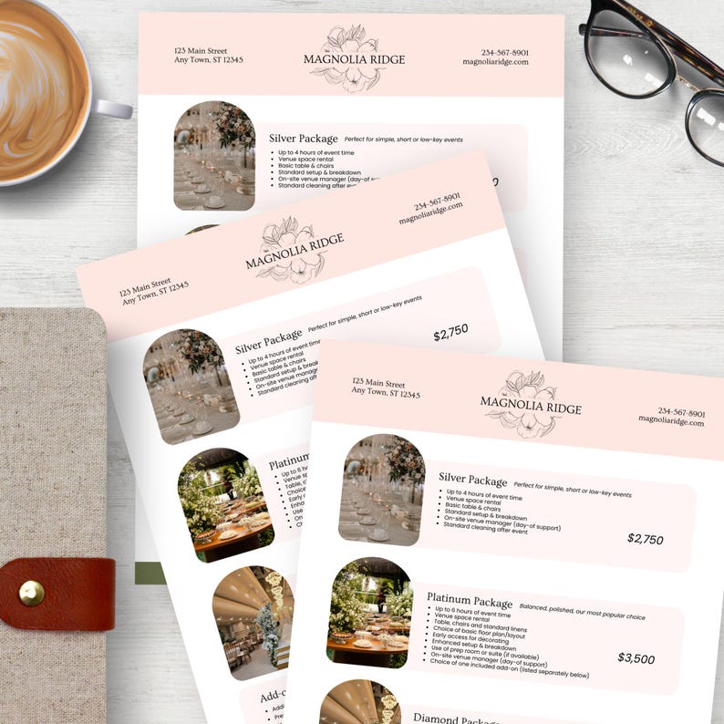 Event Space Price List, Editable Venue Rental Guide, Printable Wedding ...