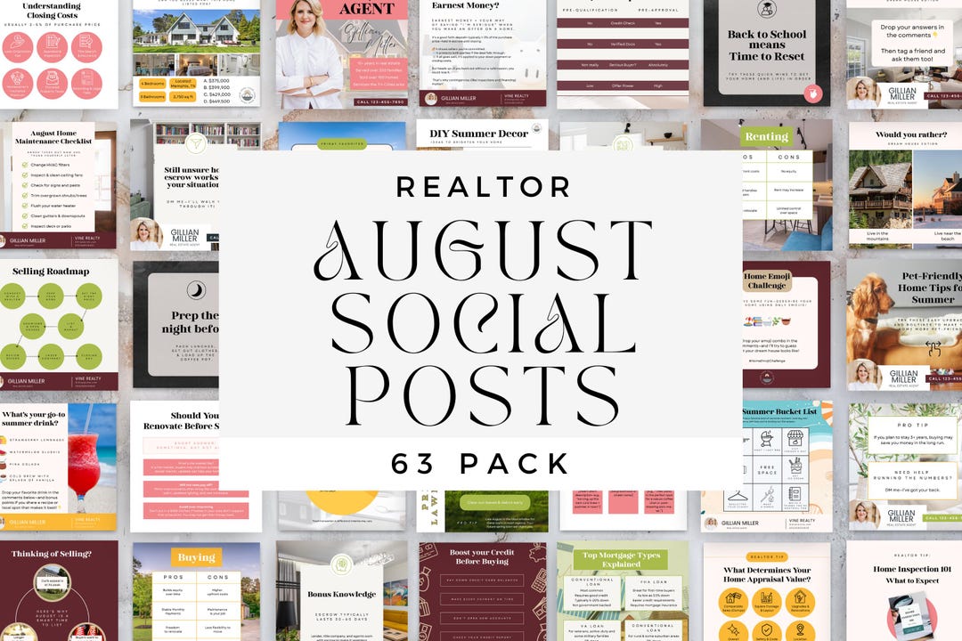 August Real Estate Social Media Post Templates, Editable Instagram ...