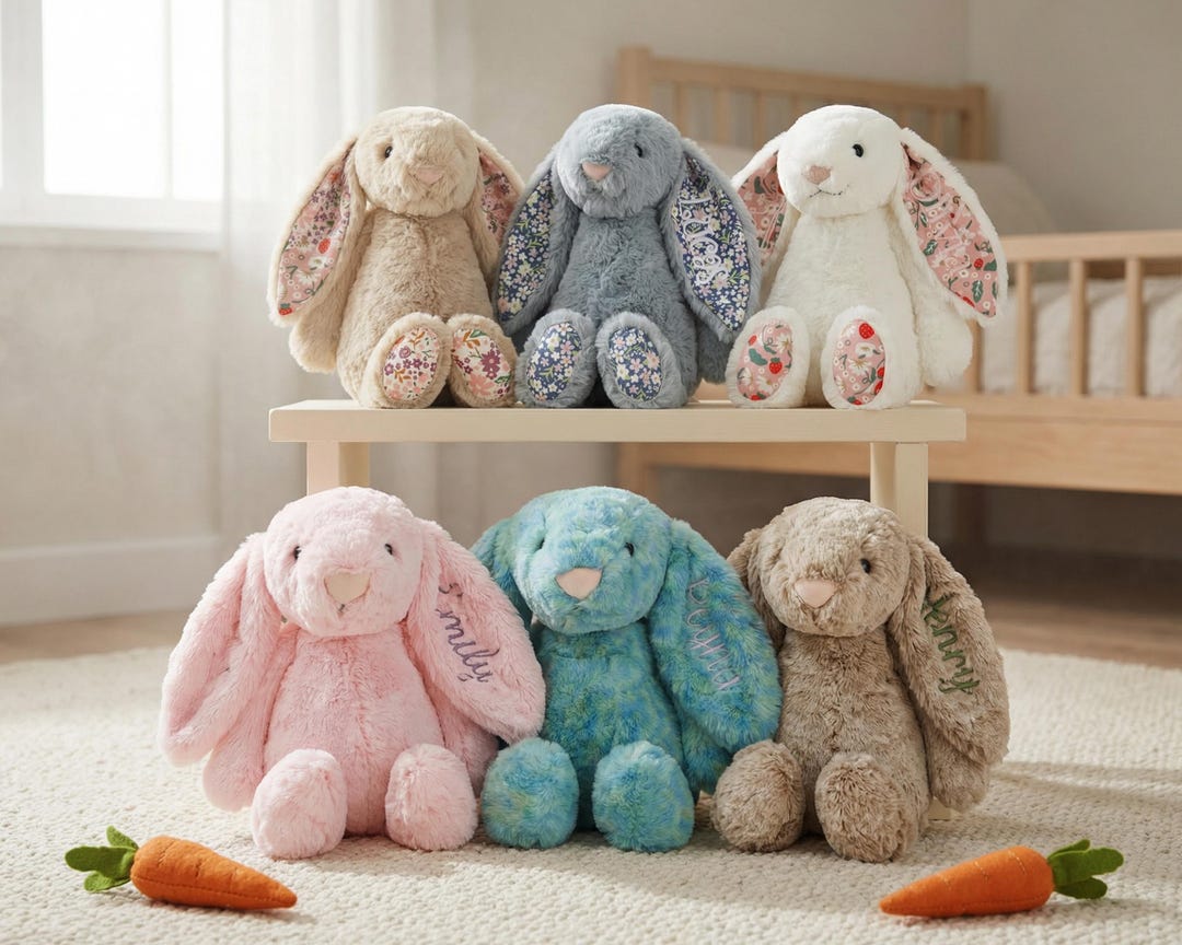 Personalized Embroidered Bunny | Custom Stuffed Animal | Emotional ...