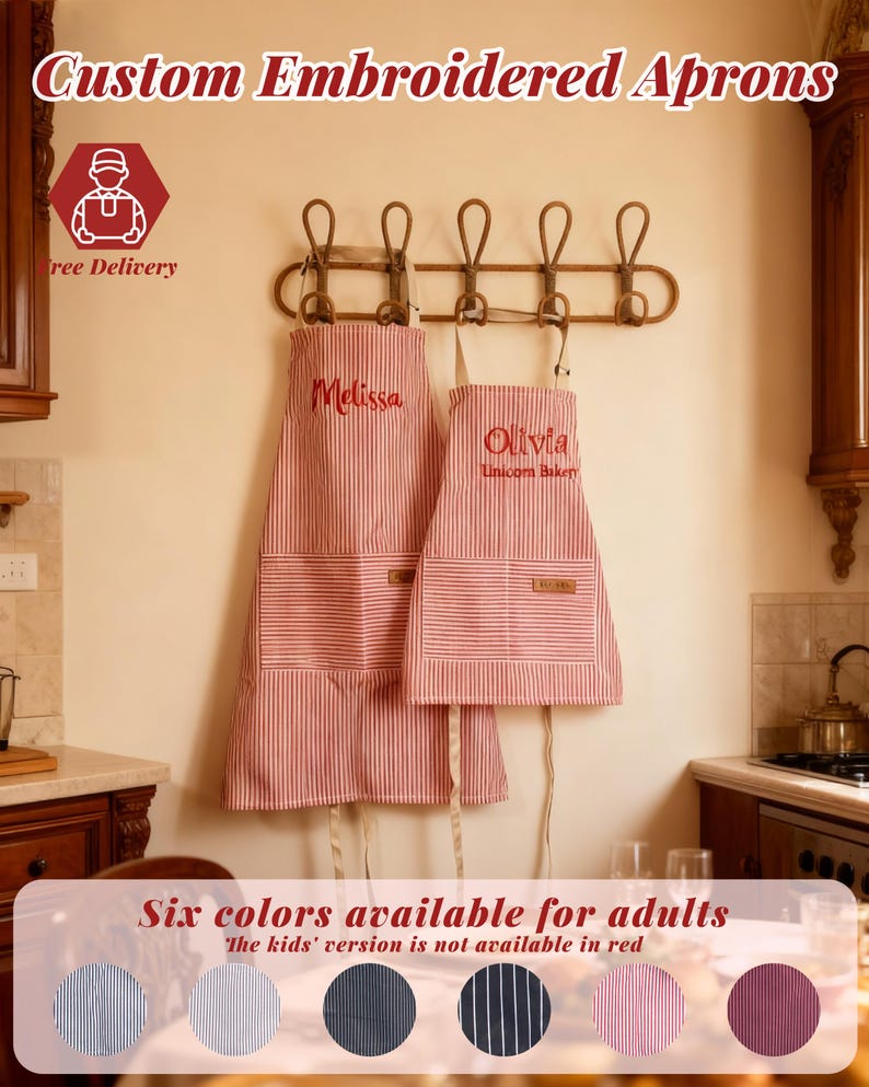 Personalized Embroidered Apron – Custom Baking Apron With Name, Cooking ...