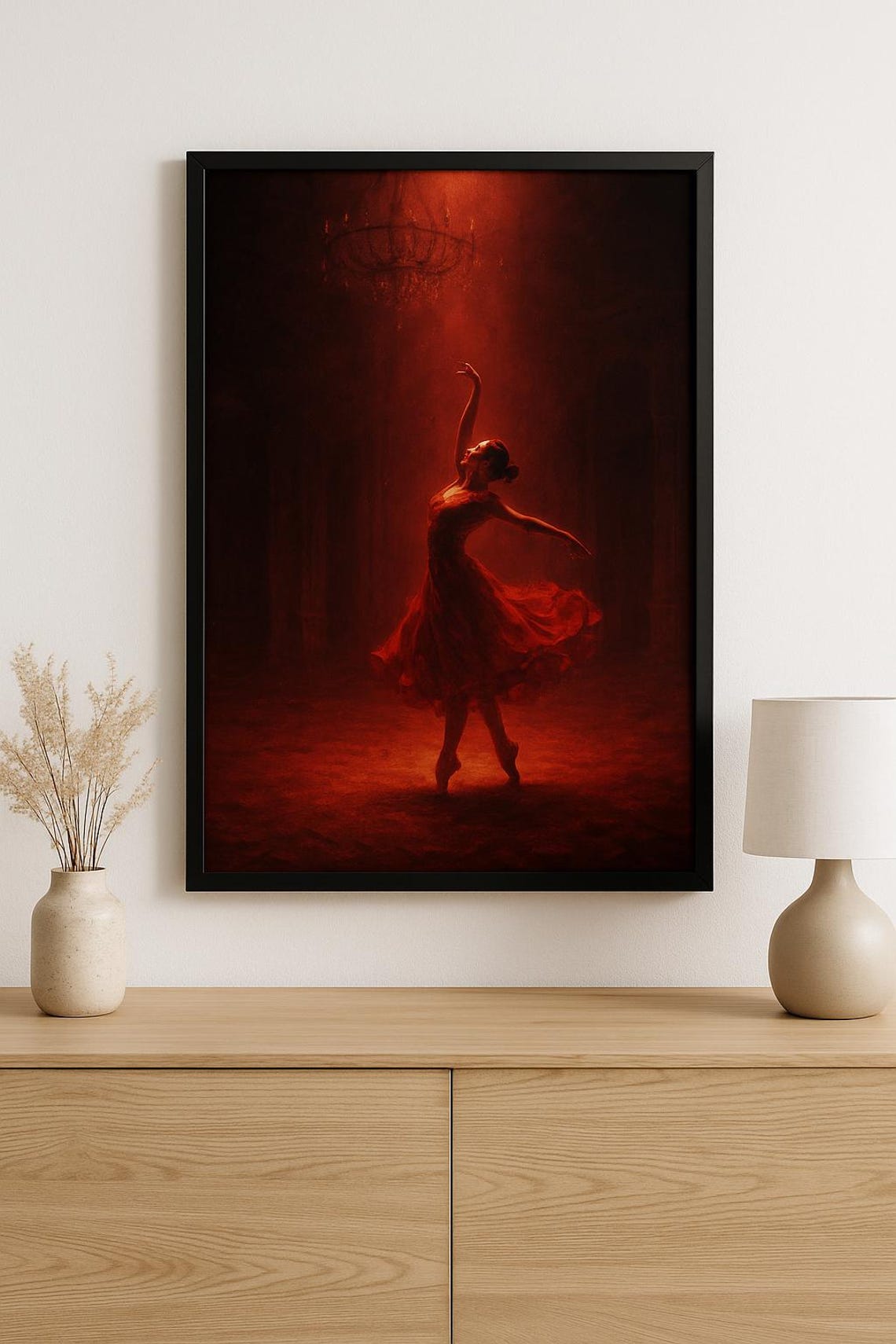 Red Ballerina Print - Dramatic Woman Dancing, Ballet Wall Art (digital ...