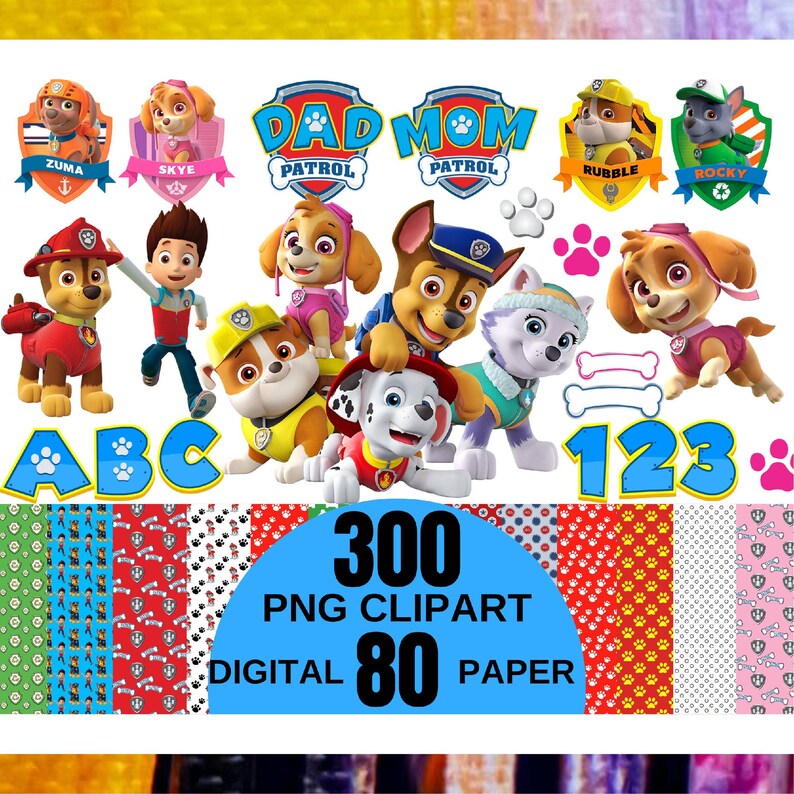 300 Designs PNG Clipart Bundle, 80 Designs Digital Paper, PNG Bundle ...