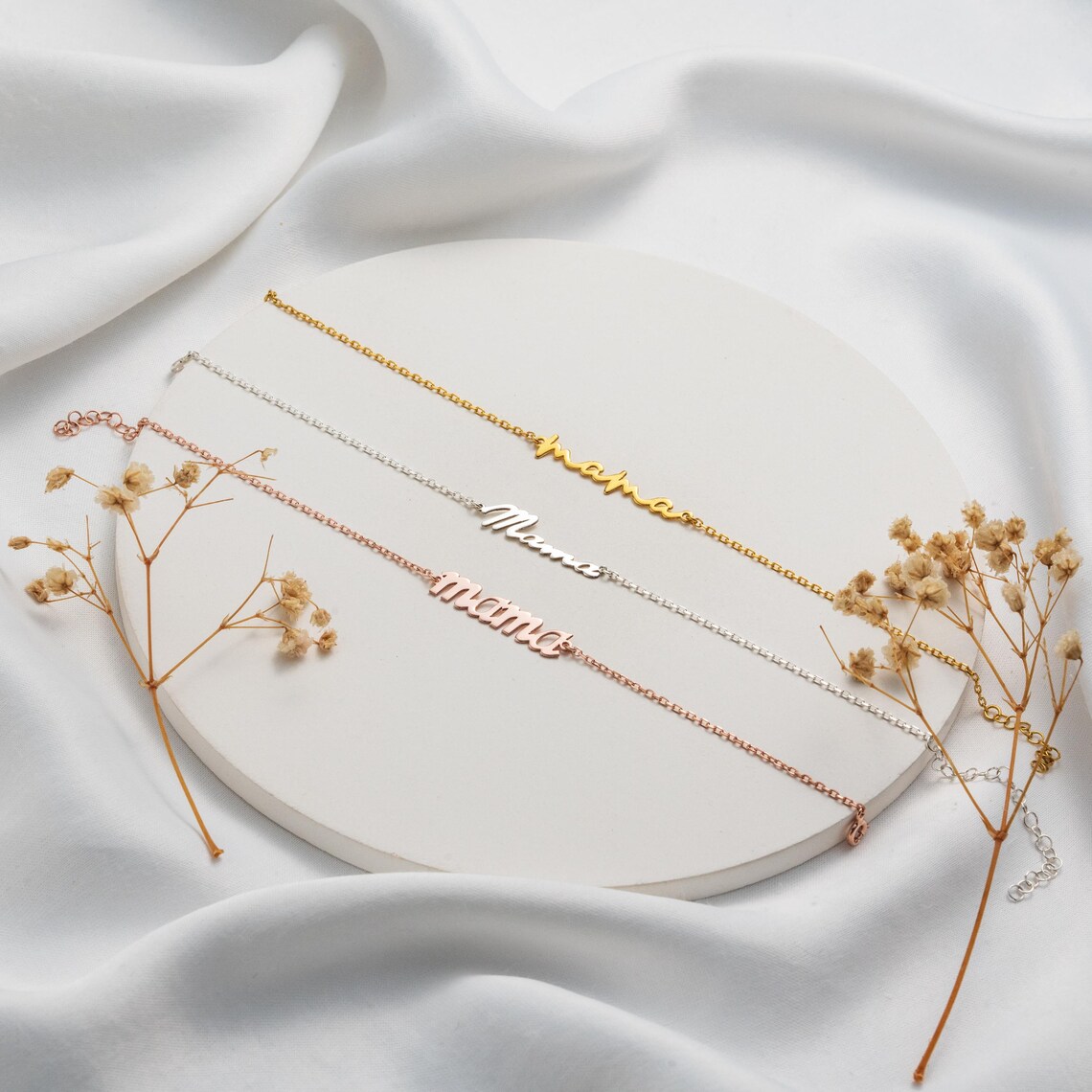 Minimalist Mama Bracelet • 14K Gold Plated, Sterling Silver or Rose ...