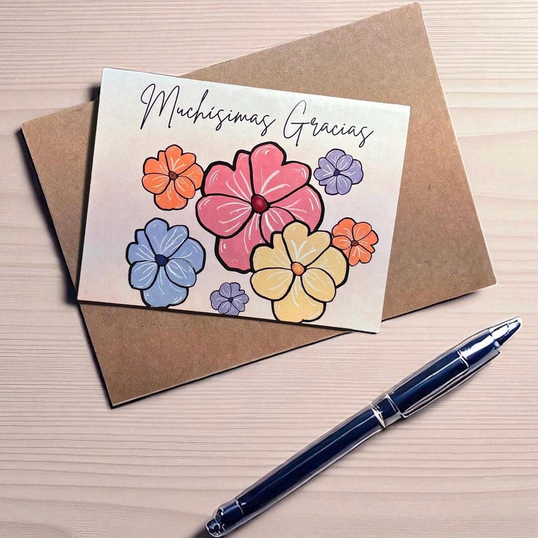Thank You Note| SPANISH| ENGLISH| Hand Illustrated Floral Appreciation ...