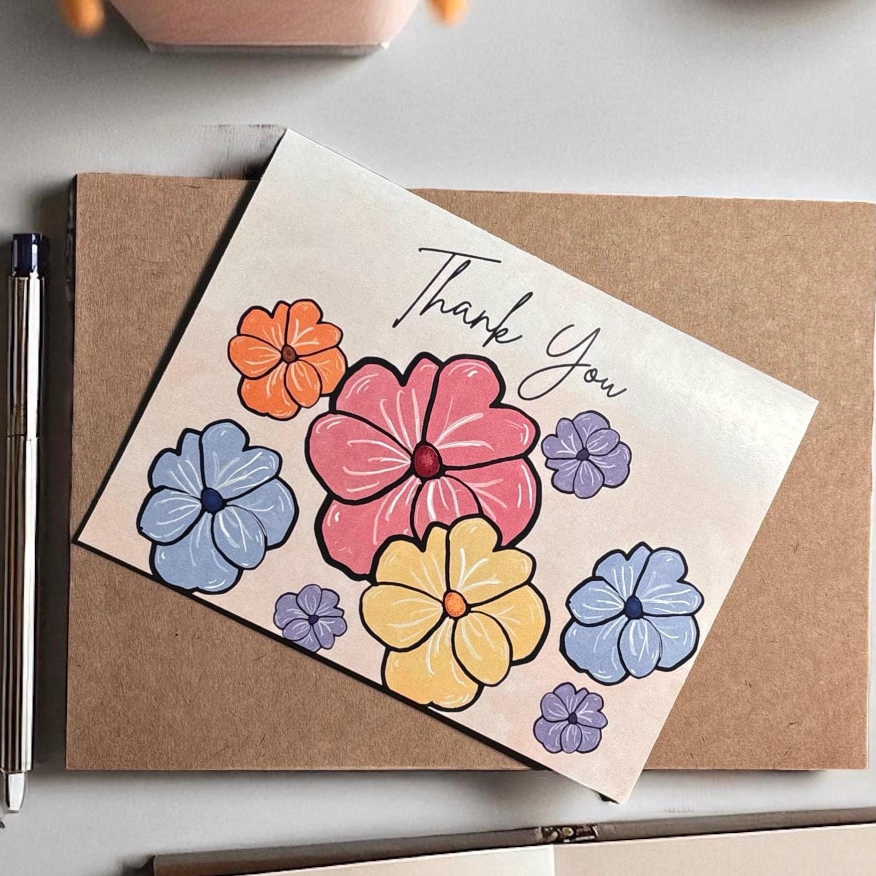 Thank You Note| SPANISH| ENGLISH| Hand Illustrated Floral Appreciation ...