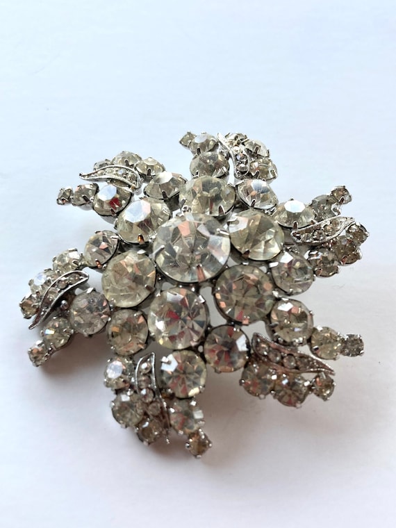 Vintage 50’s Weiss Rhinestone Wedding Brooch Signed - Gem