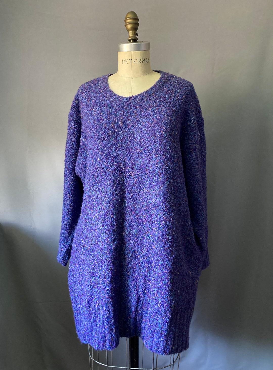 Vintage 2000s Y2K Purple Knit Pullover Long Sleeve Oversized Sweater by ...