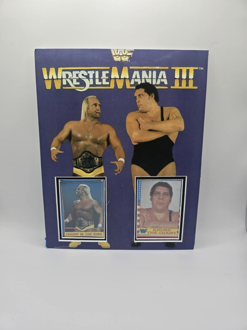 WWF WWE Hulk Hogan Andre the Giant 8x10 Wrestlemania 3 Wrestling Card ...