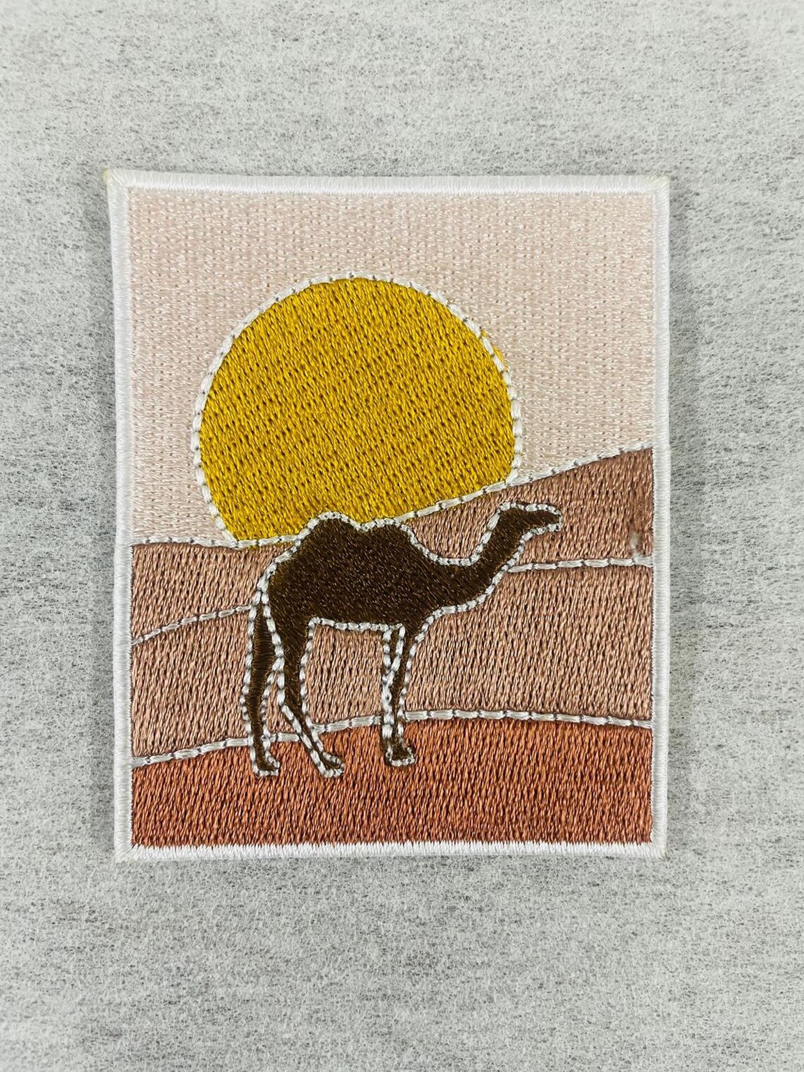 Camel Desert Patch – Embroidered Iron-on Applique With Sunset and Sand ...