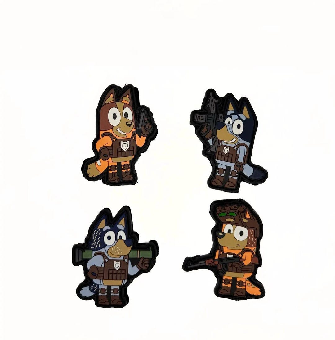 Bluey Tactical Morale PVC Patch Set - Pack of 4 Hook & Loop Embroidered ...