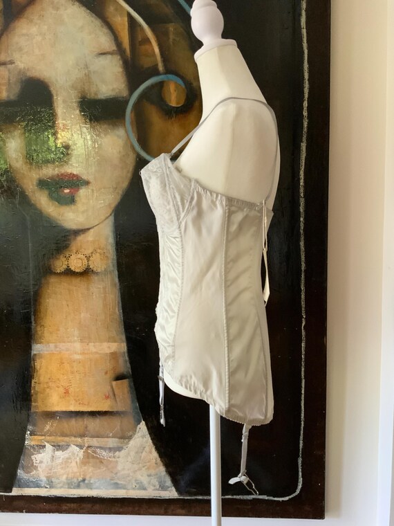 Hand Dyed Grey 1970s Corset - Grey Corset - Vintage … - Gem