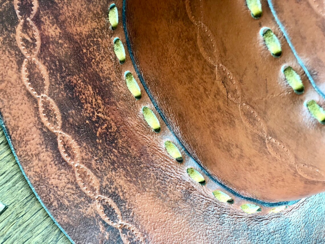 Vintage Leather Hat Leather Hat Cowboy Hat Real Genuine | Etsy