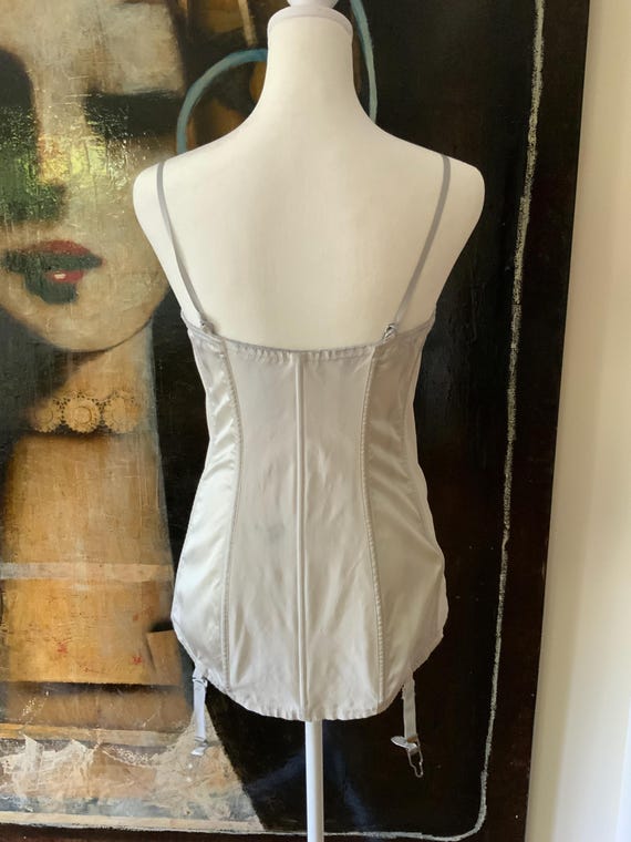 Hand Dyed Grey 1970s Corset - Grey Corset - Vintage … - Gem