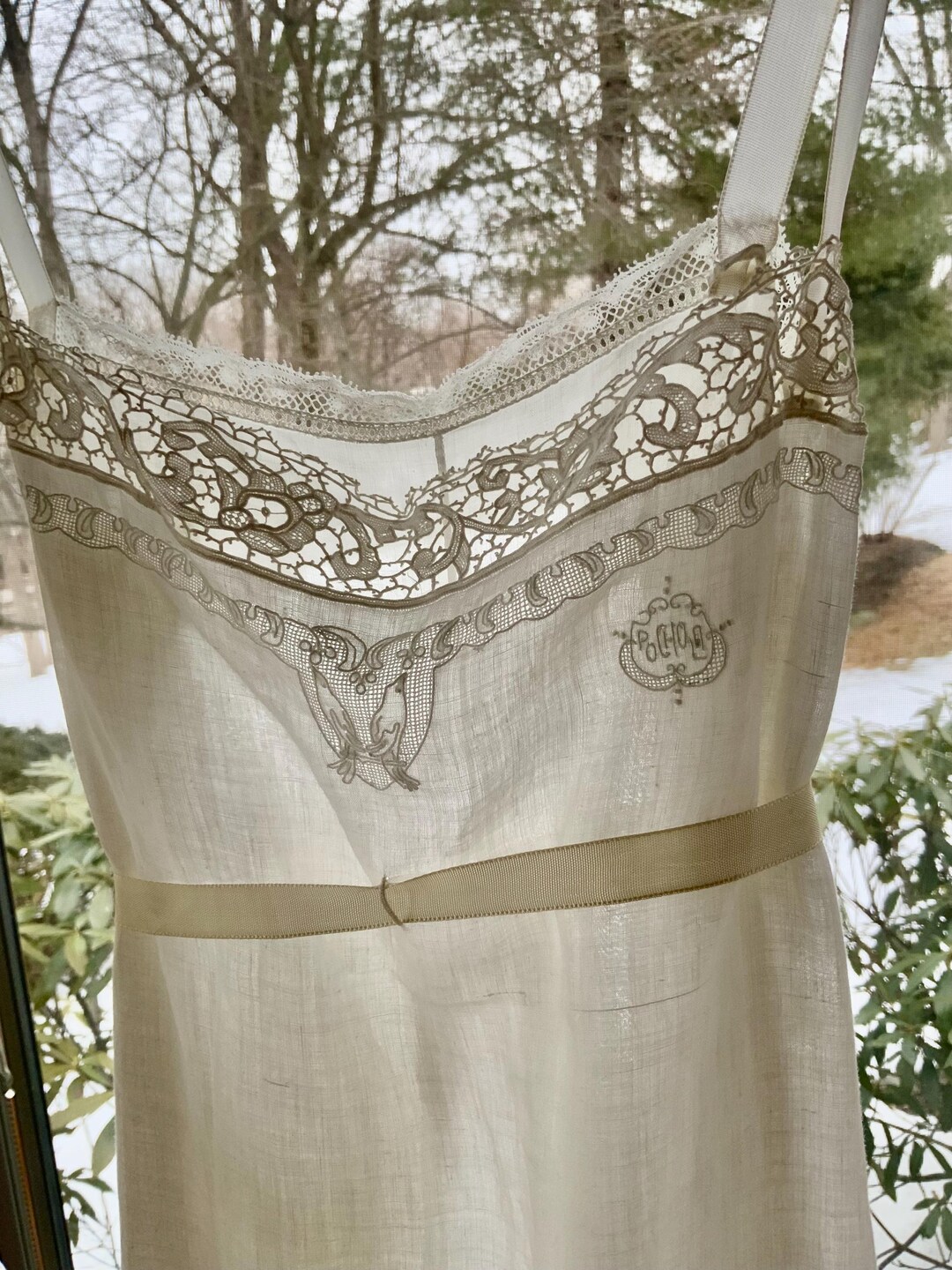 Edwardian Cotton Slip Dress | Embroidered Birds, Antique Lace ...