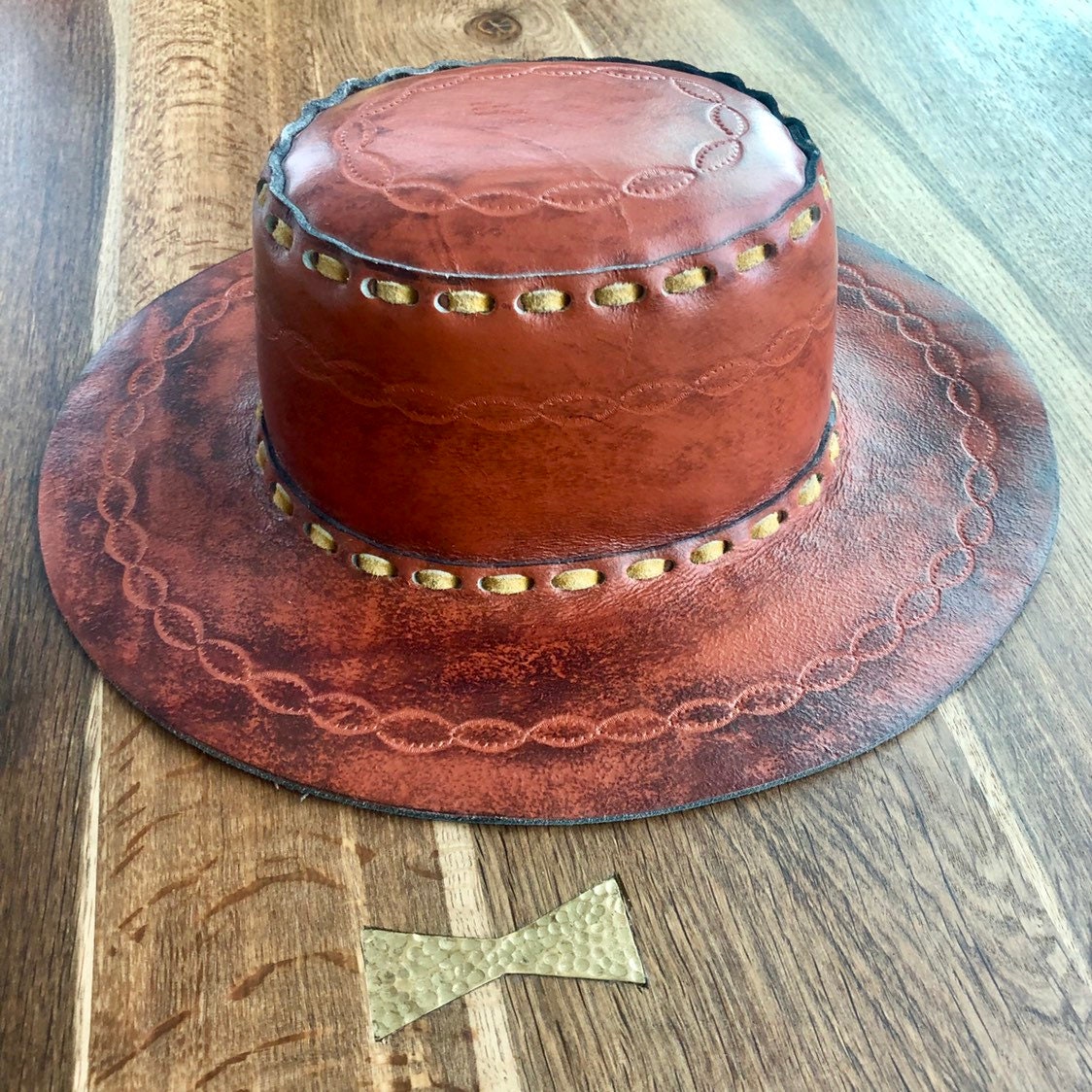 Vintage Leather Hat Leather Hat Cowboy Hat Real Genuine | Etsy