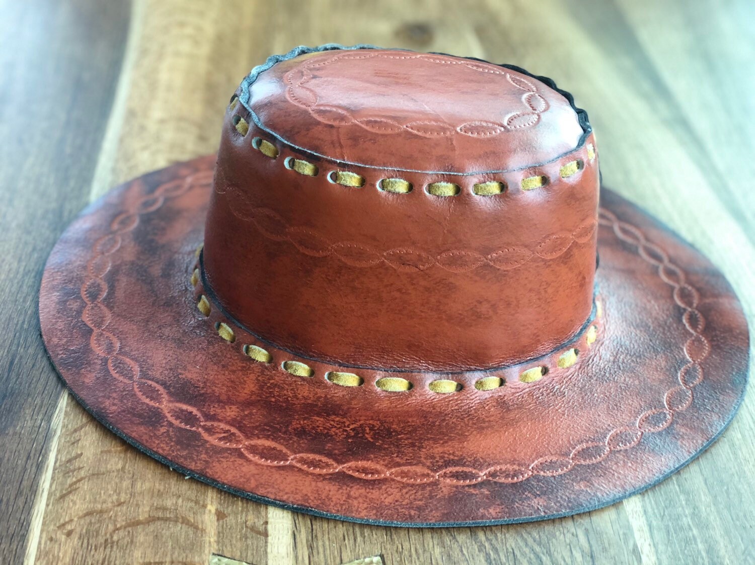 Vintage Leather Hat Leather Hat Cowboy Hat Real Genuine | Etsy