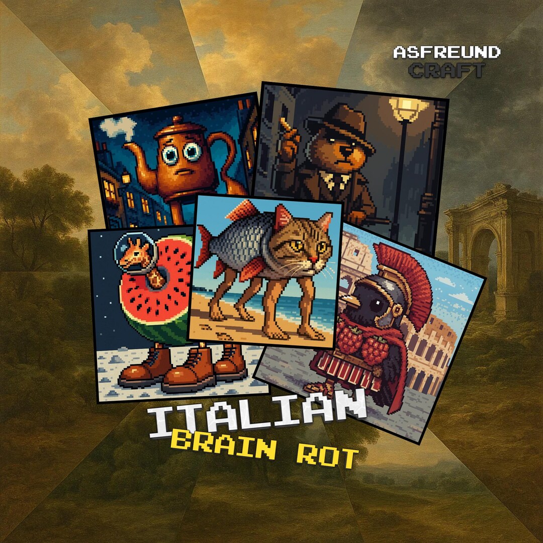 Brain Rot Italian Animal Pixel Art Vol.3 | 5 Square Meme Posters (1:1 ...