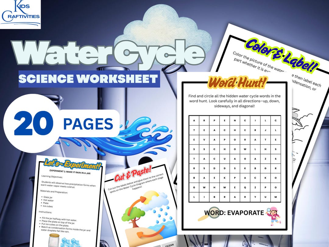 Water Cycle Science Worksheets | Evaporation Condensation Precipitation ...