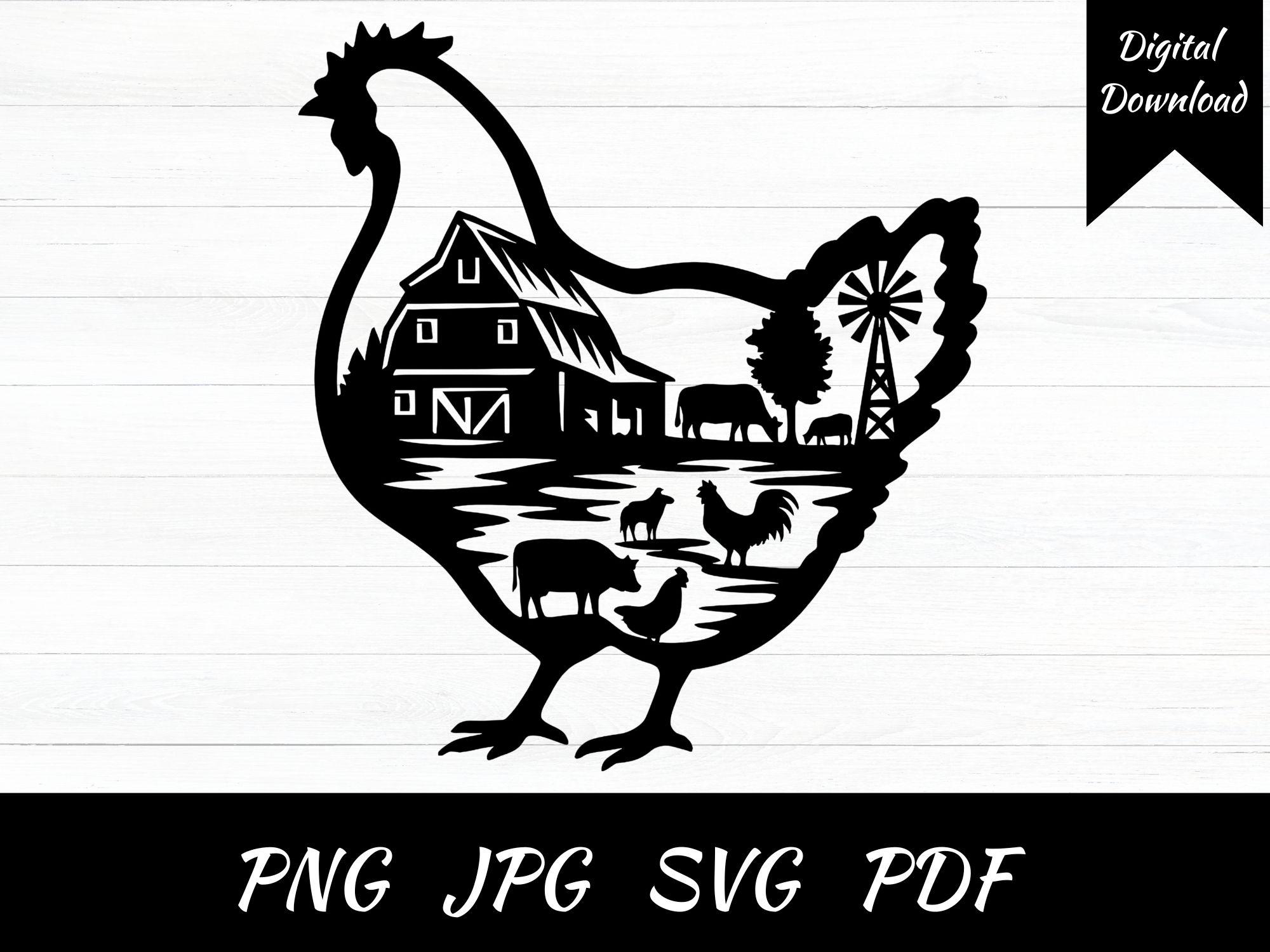 Chicken Farm Svg, Farmlife Scene Svg, Farmhouse Svg PDF, Cut Files for ...