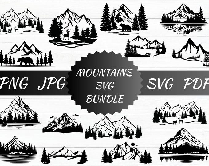 Mountains SVG, File for Cricut, for Silhouette, Cut Files, Forest ...