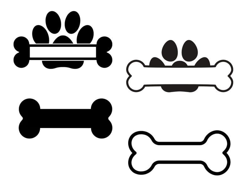 Dog Paw Bone Monogram SVG, Dog Paw Bone Name Frame | Svg, Png, Jpg, Pdf ...