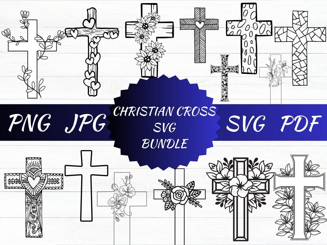 Christian Cross SVG Bundle, Floral Distressed Cross (digital Download ...
