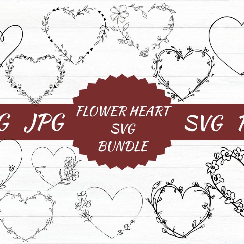 Flower Heart Svg - Etsy