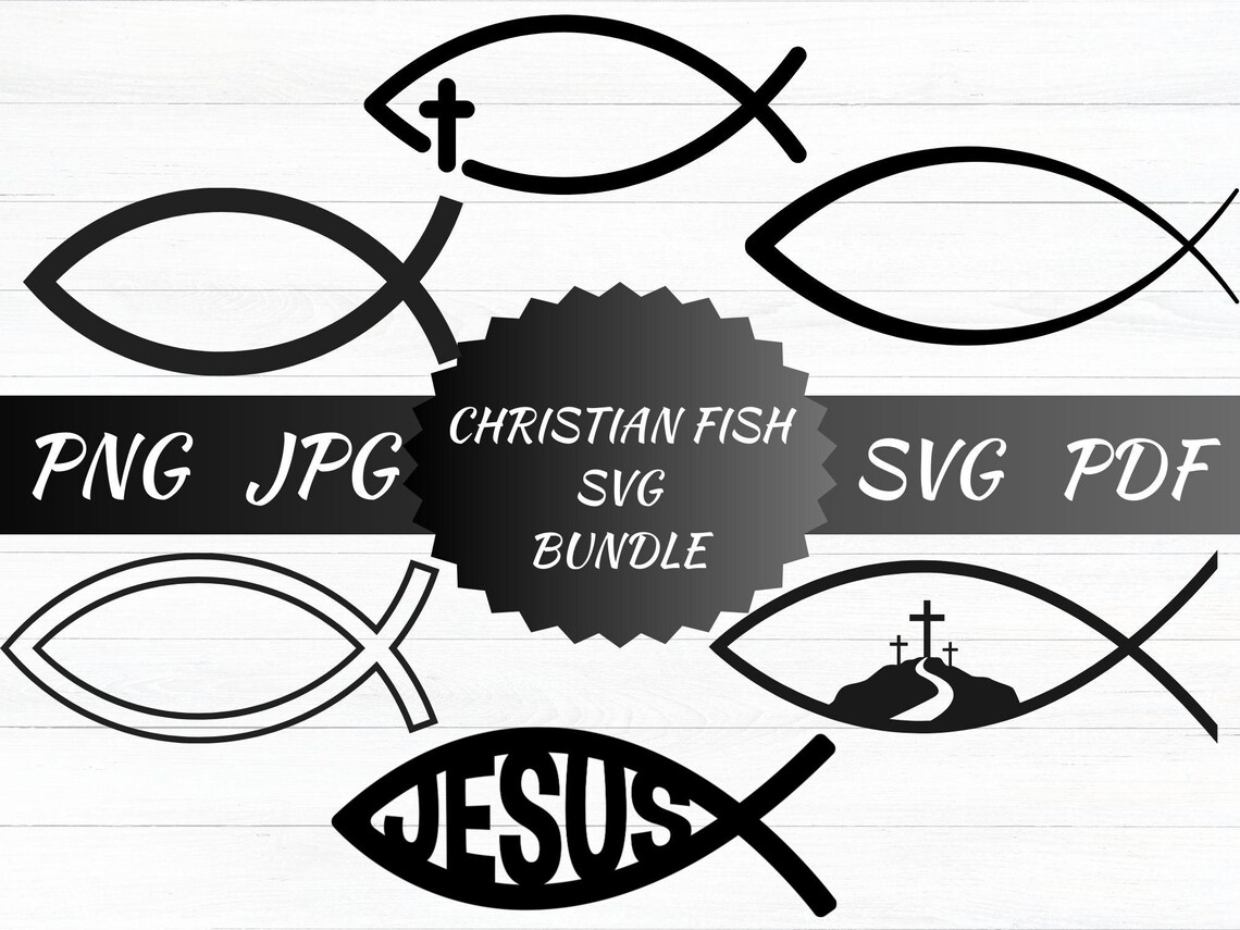 Christian Fish Svg Bundle, Jesus Fish Svg, Ichthys Svg, Religious Fish ...