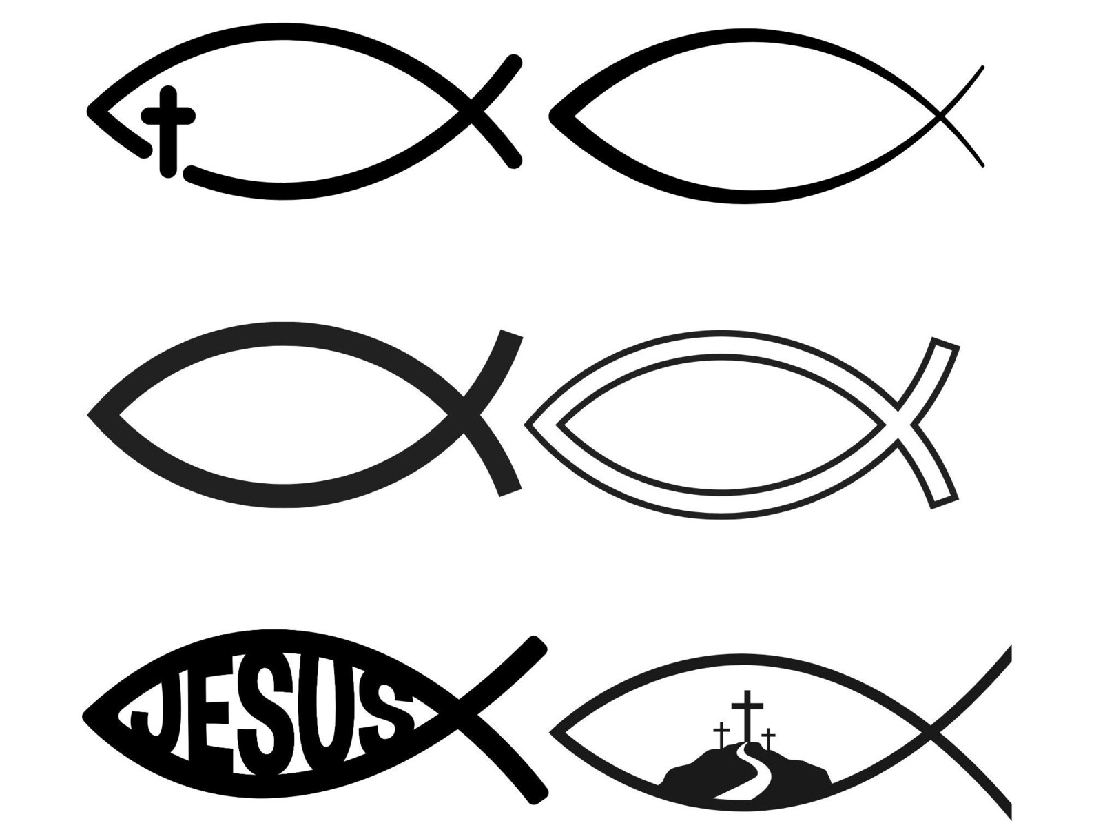 Christian Fish Svg Bundle, Jesus Fish Svg, Ichthys Svg, Religious Fish ...