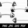 Barbell Dumbbell SVG and PNG Files Clipart, Barbell Print SVG, Digital ...