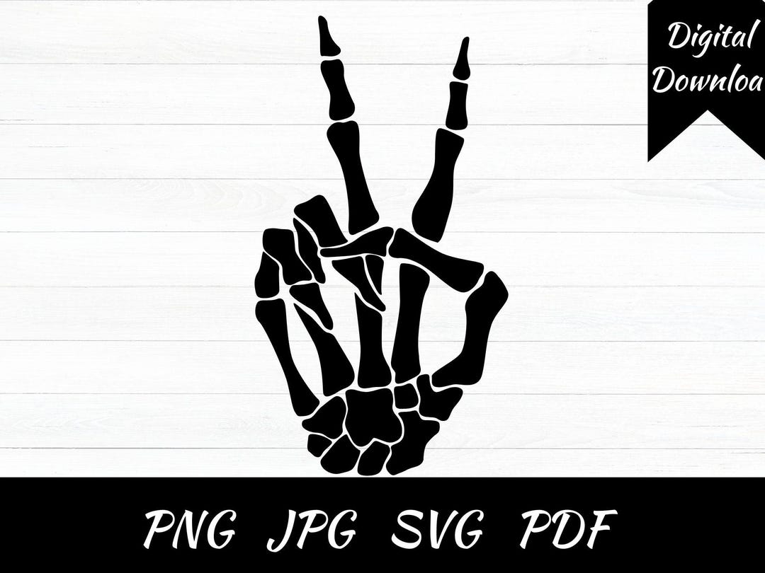 Skeleton Peace Sign Hand SVG, PNG, JPG (digital Download) - Etsy