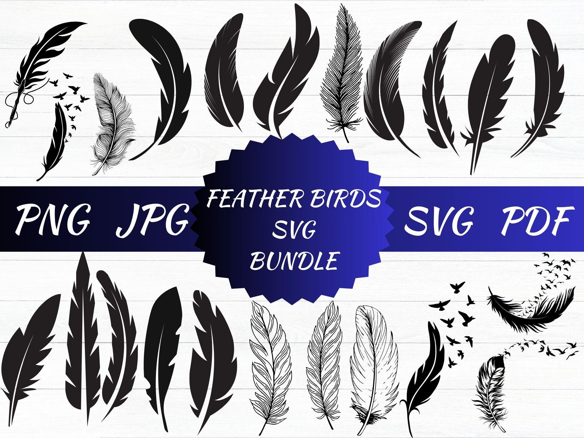Feather Svg Bundle, Feather Birds Svg,png, Jpg, Feathers Silhouette ...