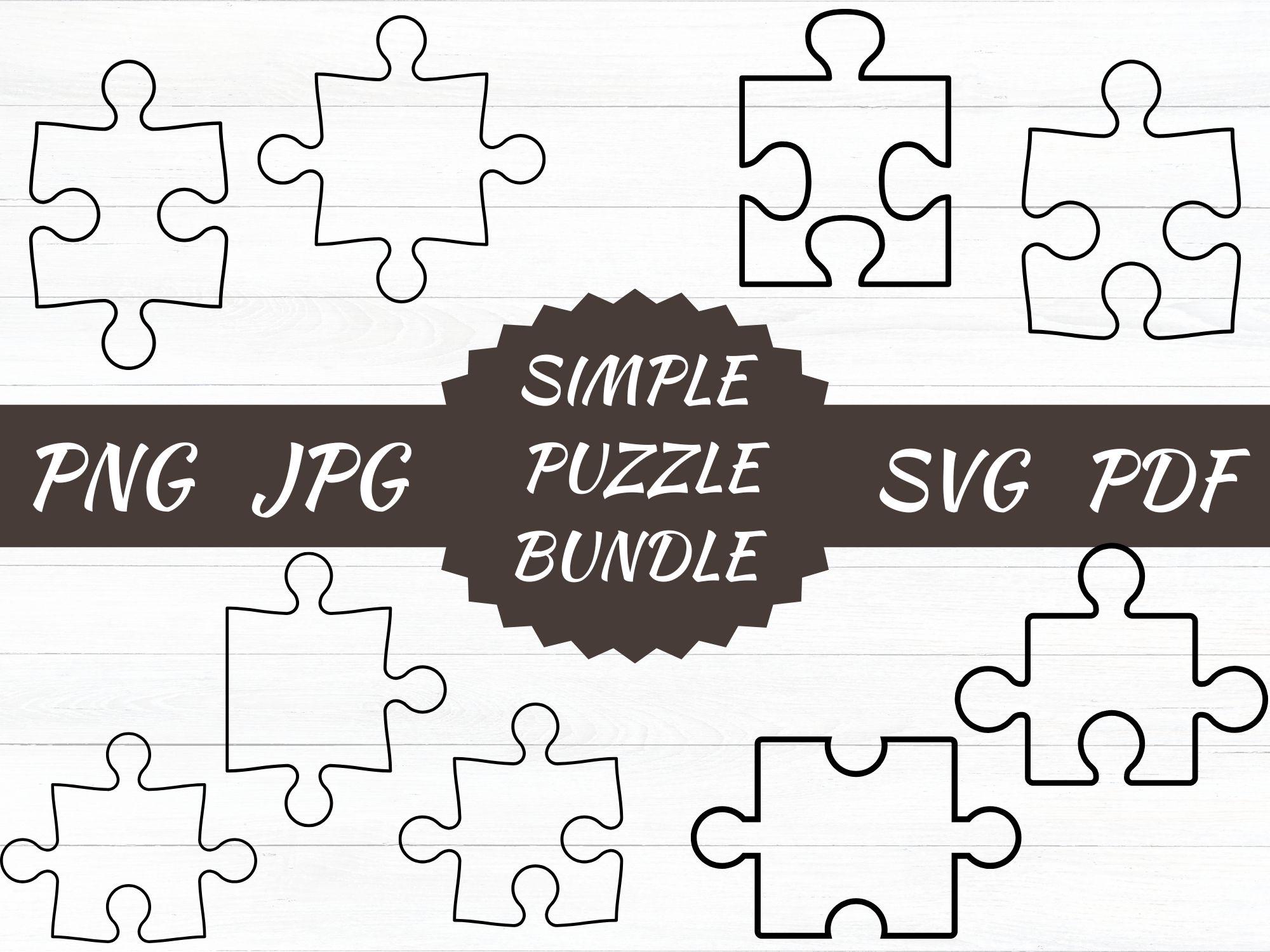 Simple Puzzle Pieces Outlines Bundle Svg Png Jpg Pdf | Vector Graphic ...
