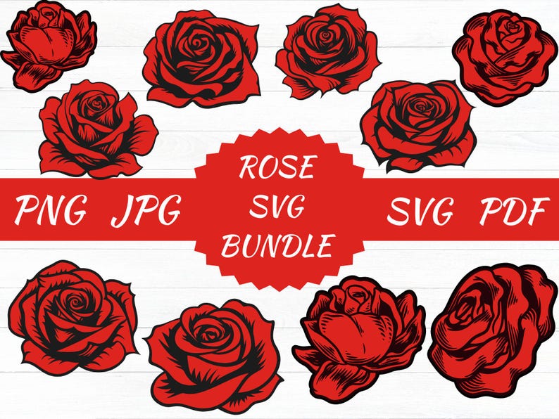 Rose SVG Bundle, Flower Outline Vector Clipart (digital Download) - Etsy