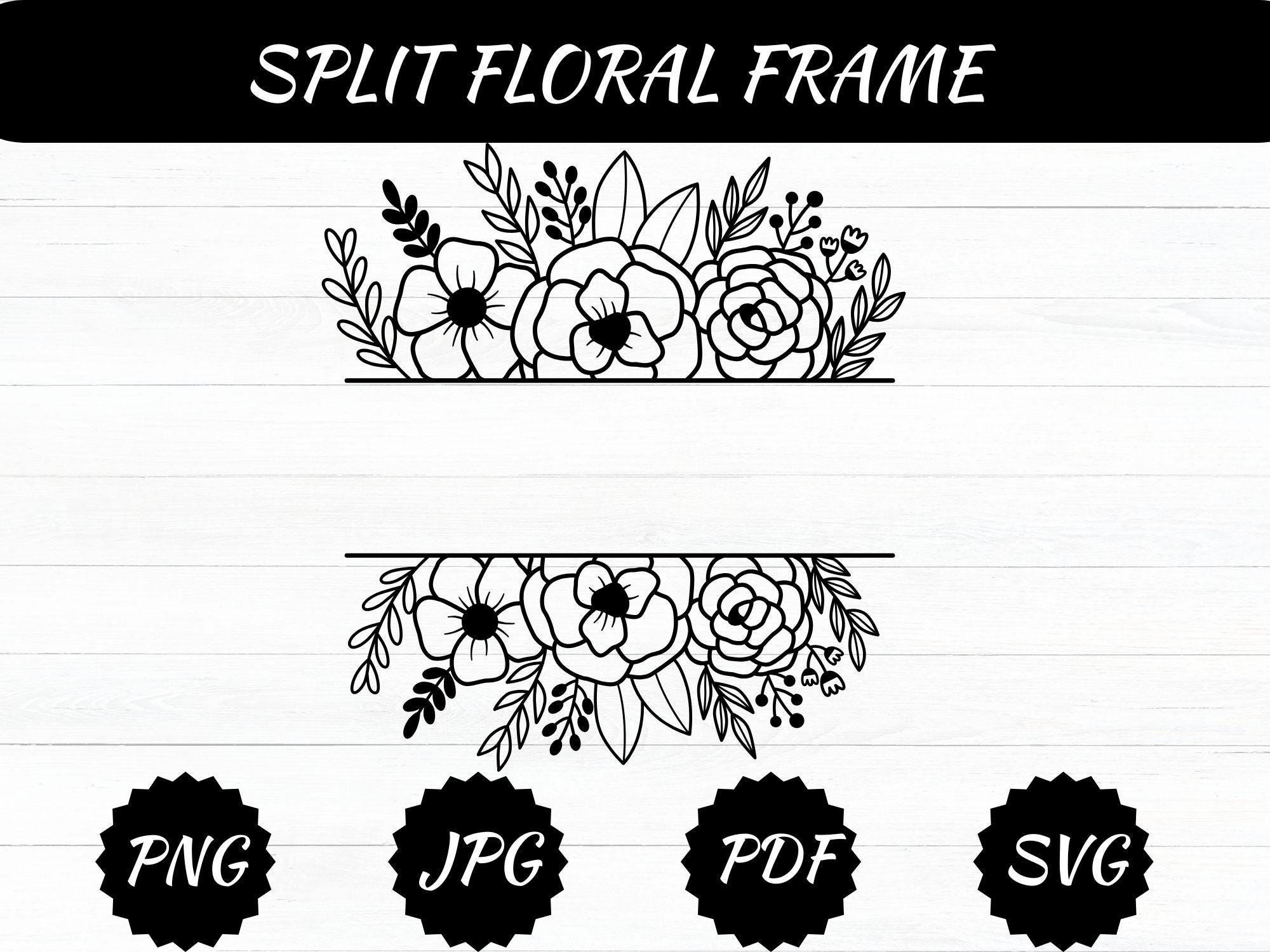 Split Floral Frame SVG, Floral Border SVG, Split Flower Monogram Svg ...