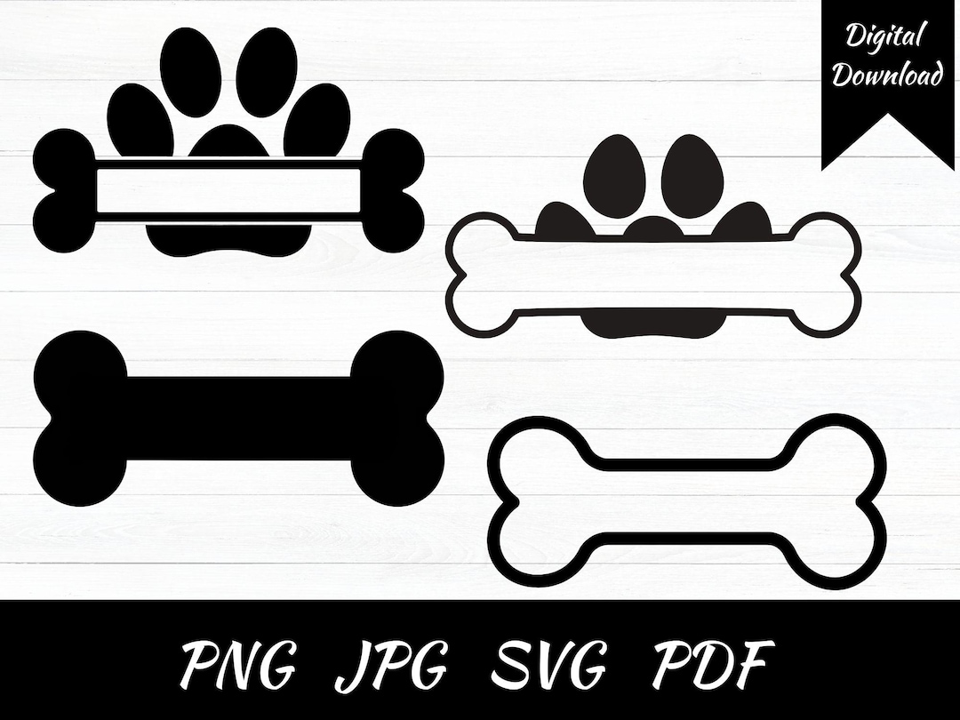 Dog Paw Bone Monogram SVG, Dog Paw Bone Name Frame | Svg, Png, Jpg, Pdf ...