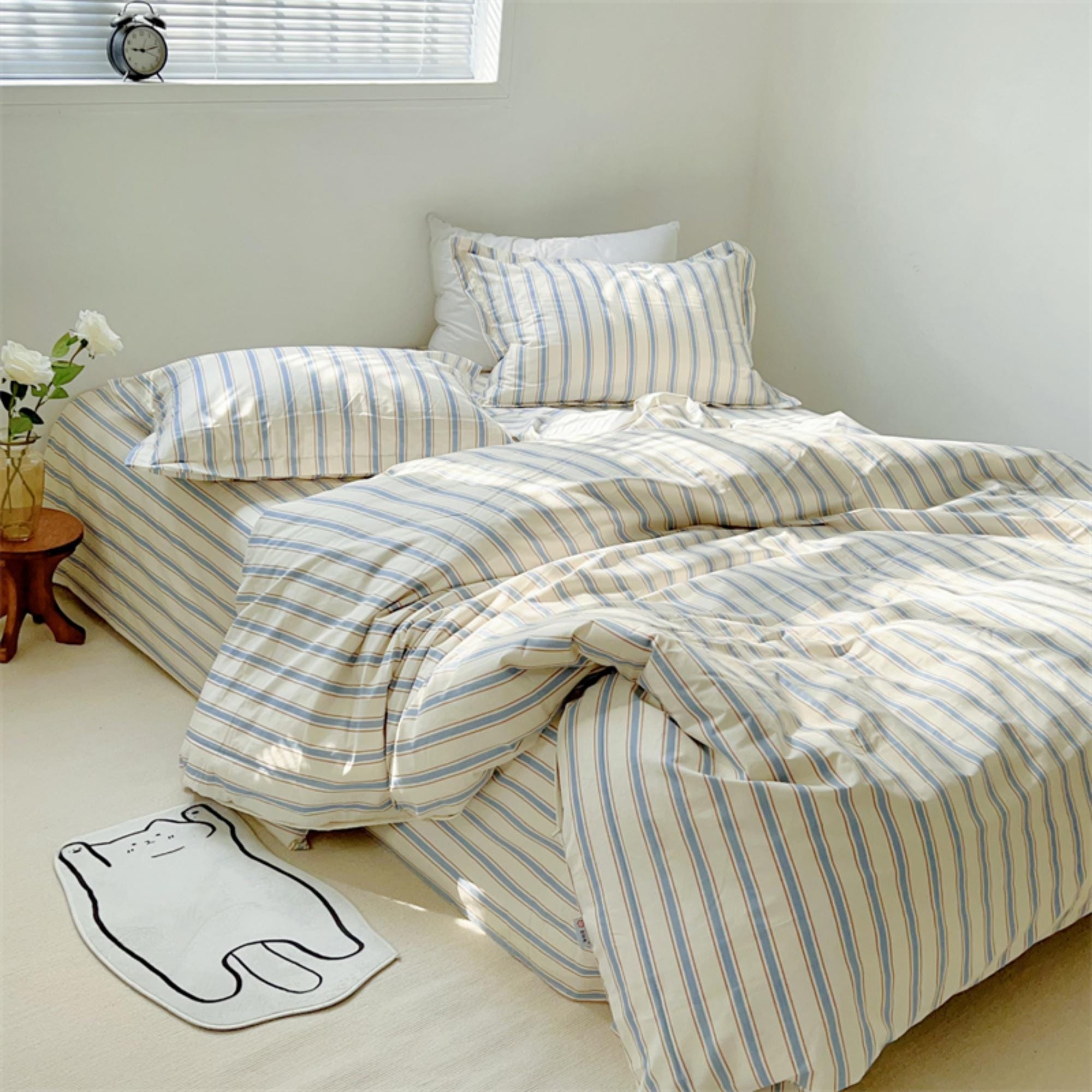 Blue Striped Duvet Cover Set Striped Comforter Cover and Pillowcases ...