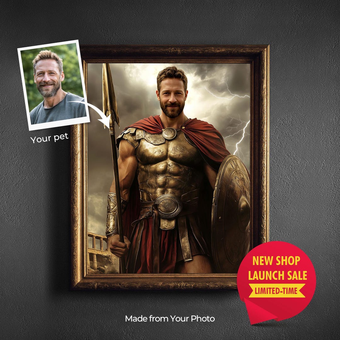 Custom Spartan Warrior Portrait From Photo Gladiator Renaissance Style ...