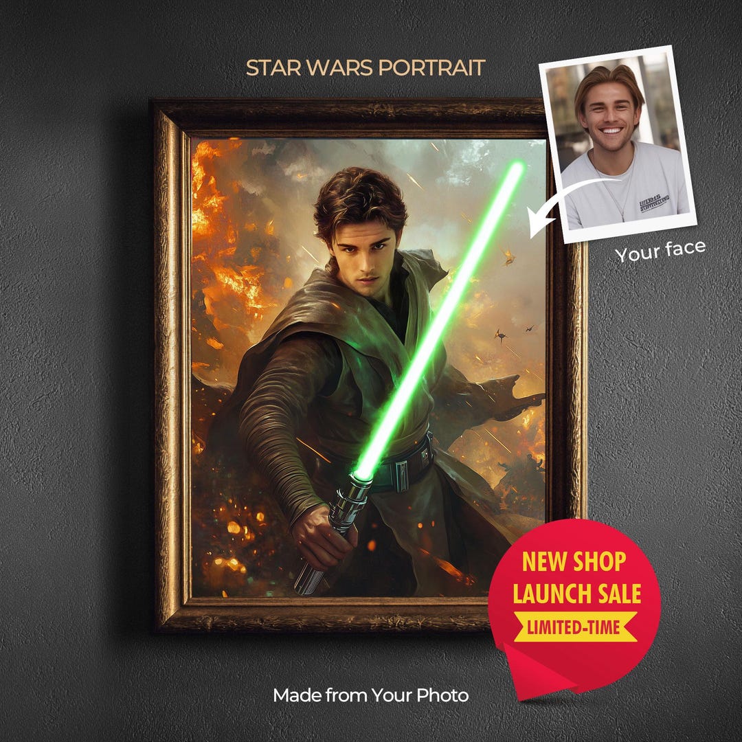 Custom Star Wars Portrait for Him Personalized Jedi Portrait From Photo ...