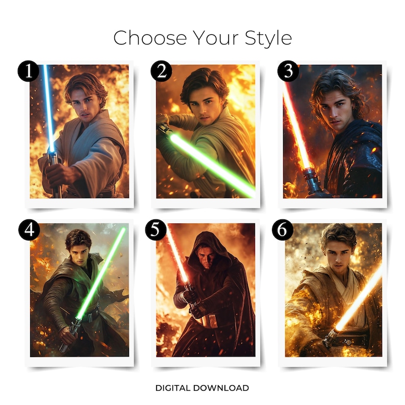 Custom Star Wars Portrait for Him Personalized Jedi Portrait From Photo ...