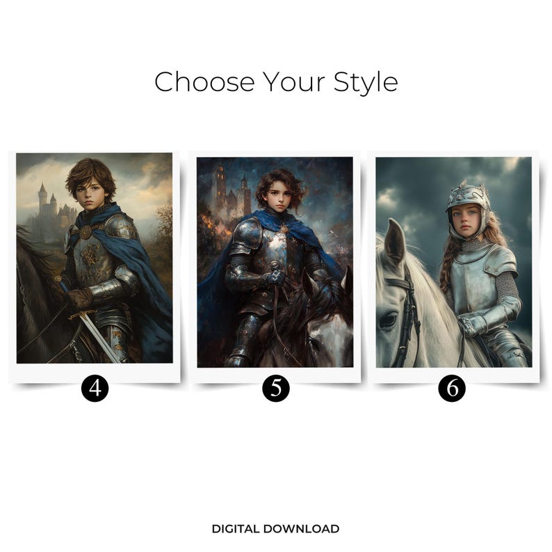 Custom Royal Knight Portrait for Kids From Photo Personalized Fantasy ...