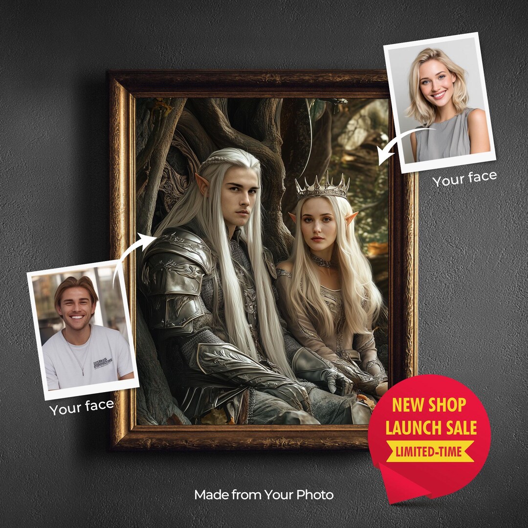 Custom Elven Couple Portrait Fantasy LOTR Style Art Lord of the Rings ...